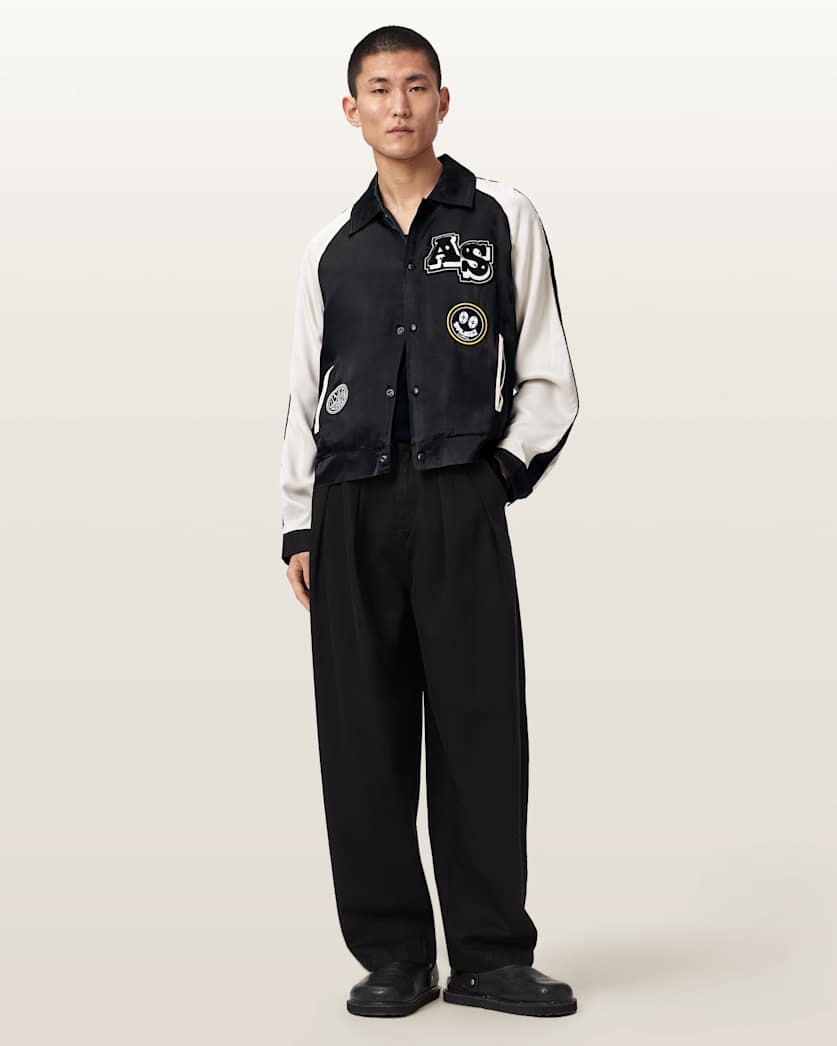 Orville Relaxed Fit Varsity Patch Jacket BLACK/IVORY | ALLSAINTS DE